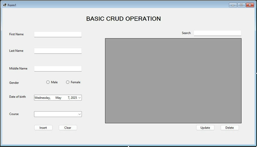 Basic CRUD in Visual Studio Windows form with Xampp phpmyadmin DB
